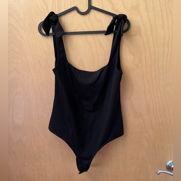 Free People | Tops | Free People Tie Shoulder Low Back Bodysuit | Poshmark